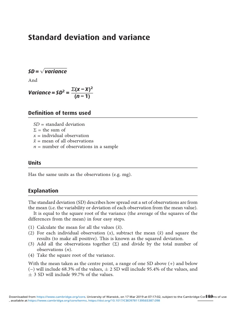 Understanding Standard Deviation & Variance | PDF | Standard Deviation ...