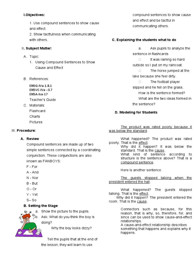Compound Sentences: Cause and Effect Lesson Plan | PDF | Causality