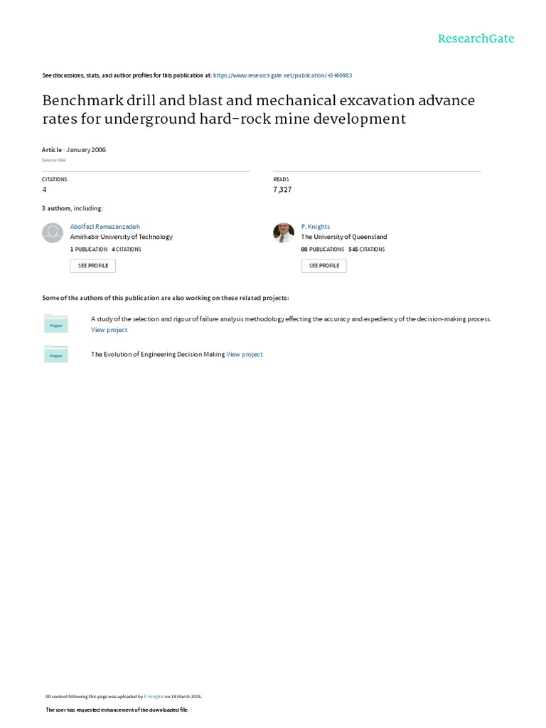 Benchmark Drill and Blast and Mechanical Excavatio | PDF | Nature
