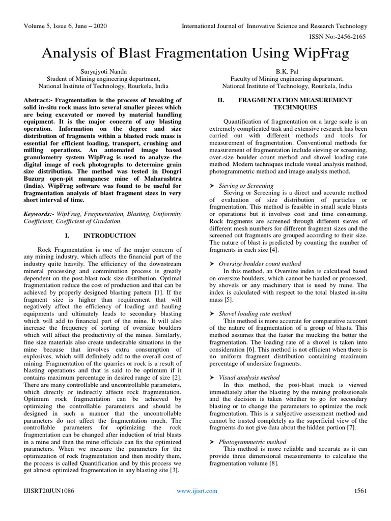 Analysis of Blast Fragmentation Using WipFrag | PDF | Mining | Nature