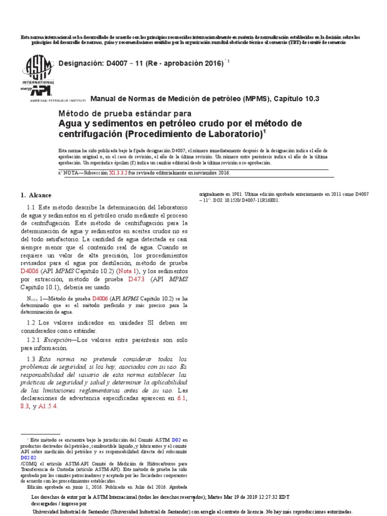 BSW - ASTM D4007-16 - Water and Sediment in Crude Oil by The Centrifuge ...