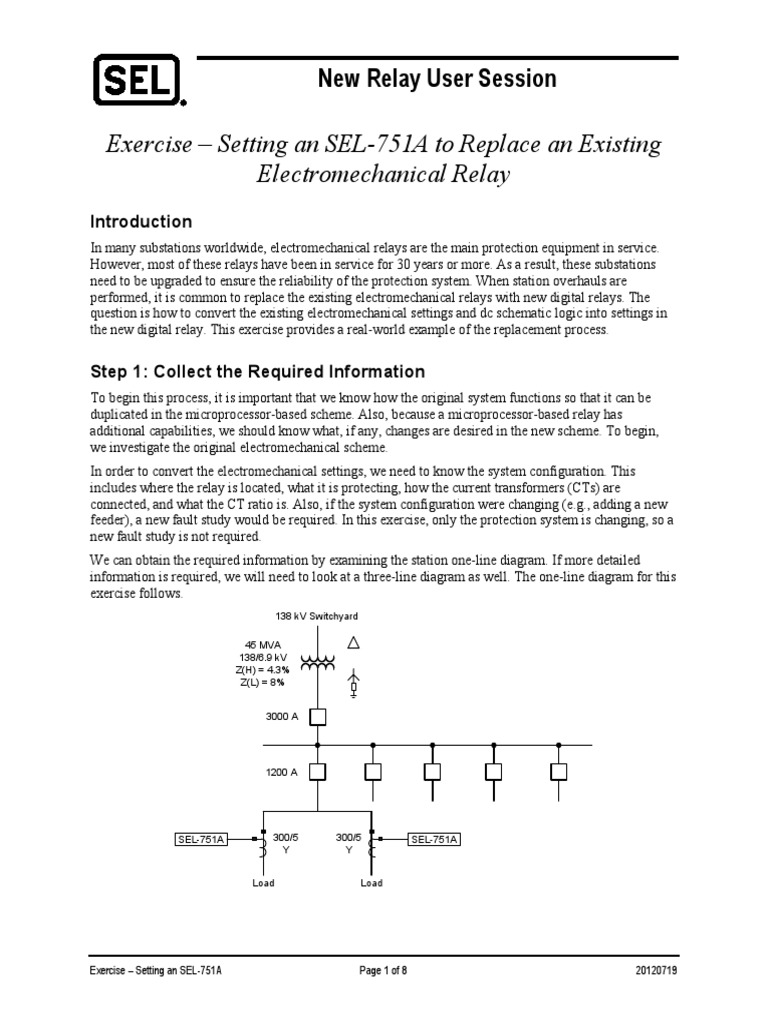 Exercise - Setting An SEL-751A To Replace An Existing Electromechanical ...
