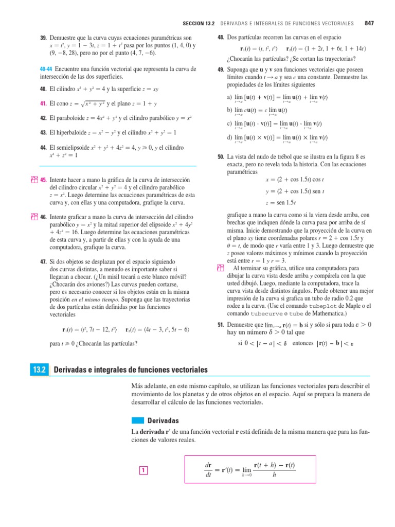 Derivadas e Integrales de Funciones Vectoriales PDF | PDF | Tangente | Vector Euclidiano