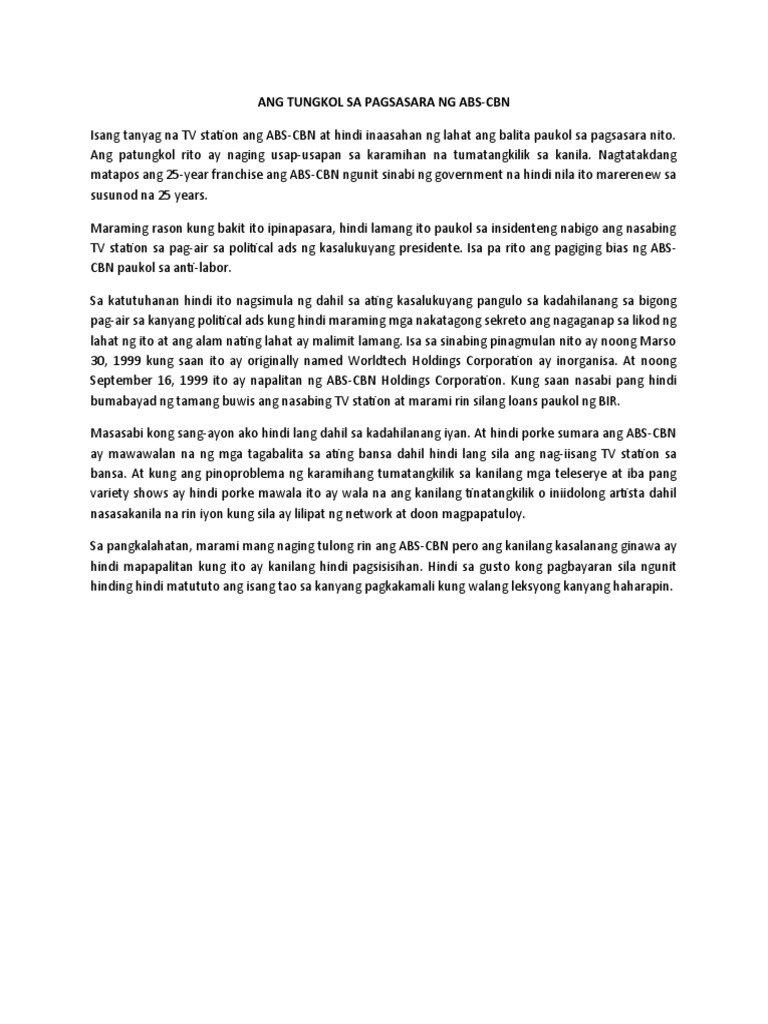 Pagsasara NG Abs-Cbn (Marmaya) | PDF