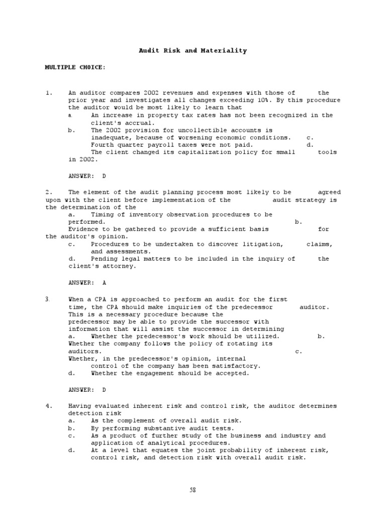 5-Audit Risk and Materiality | PDF | Internal Control | Audit
