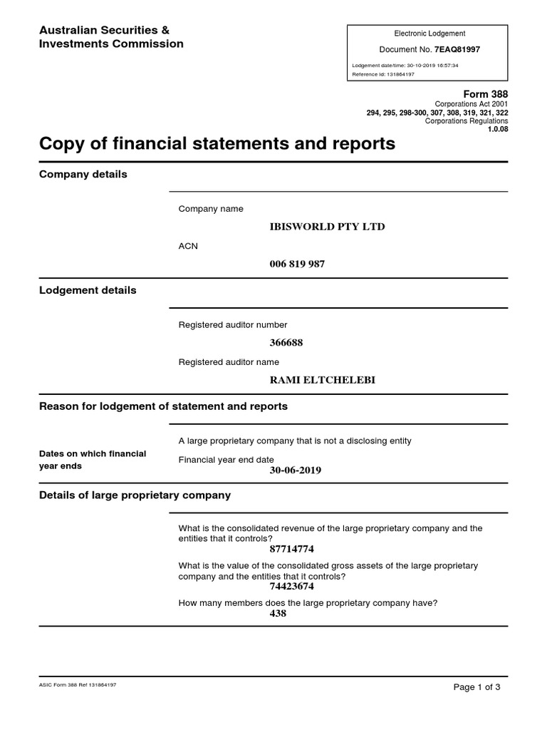 Financial Statements and Reports: Australian Securities & Investments ...