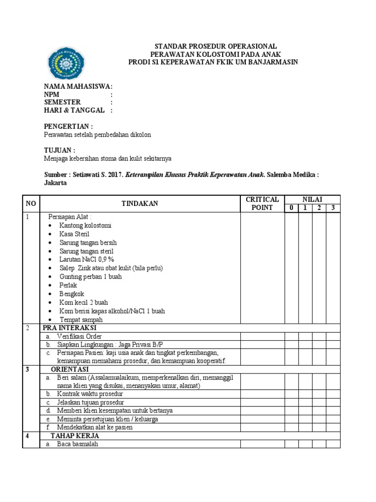 SPO Fisioterapi Dada Bayi & Kolostomi Anak | PDF