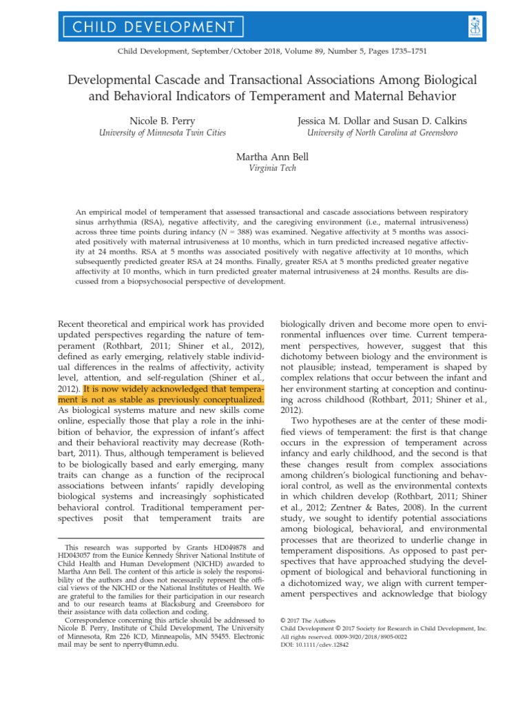 10-10 Perry - Et - Al-2018-Child - Development | PDF | Temperament ...