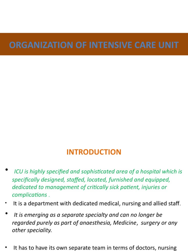 Organization of Intensive Care Unit | PDF | Intensive Care Medicine ...