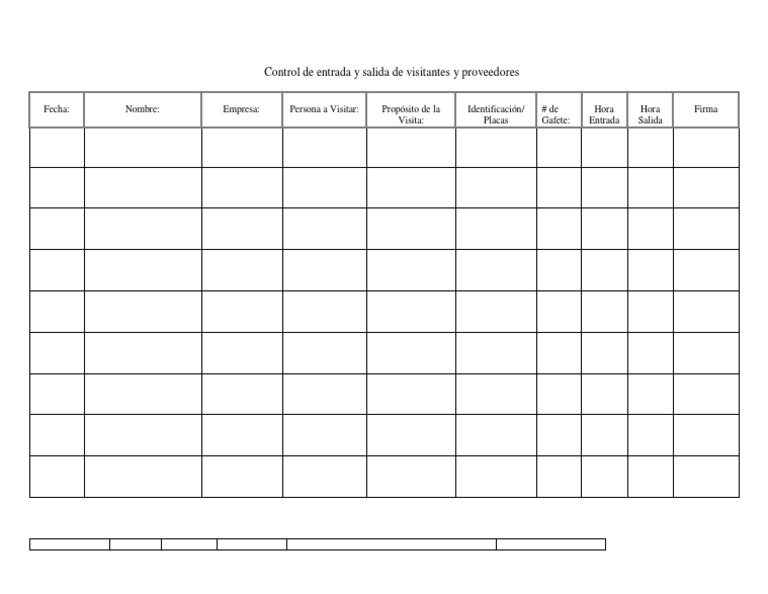 TTFCT-010 Control de Entrada y Salida de Visitantes y Proveedores PDF | PDF