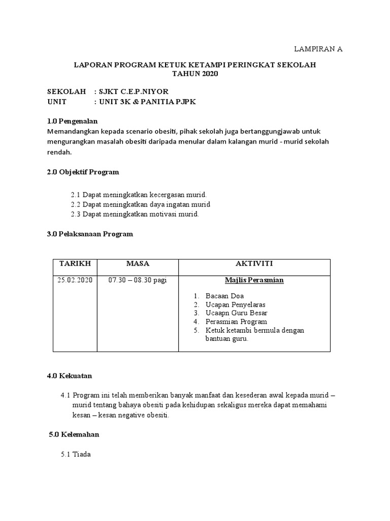 Laporan Program Ketuk Ketampi | PDF