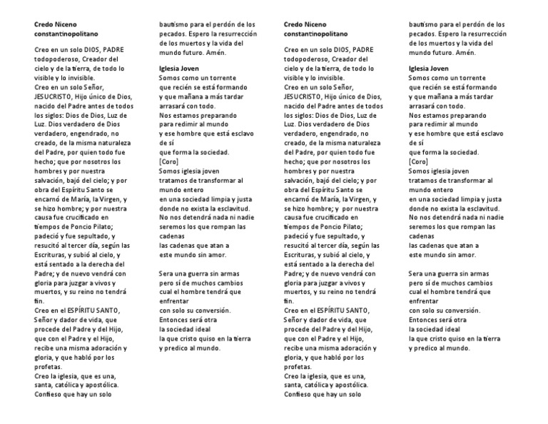 Credo Niceno Constantinopolitano | PDF | Cristo (título) | espíritu Santo