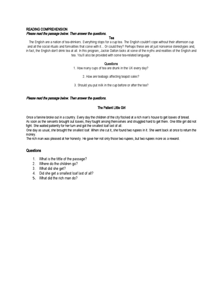 Reading Comprehension Flyers | PDF | Cooking, Food & Wine | Wellness