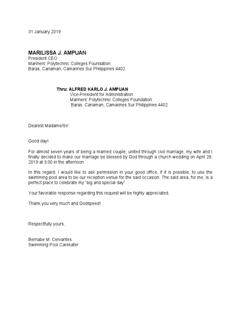 Request Letter For Venue | PDF