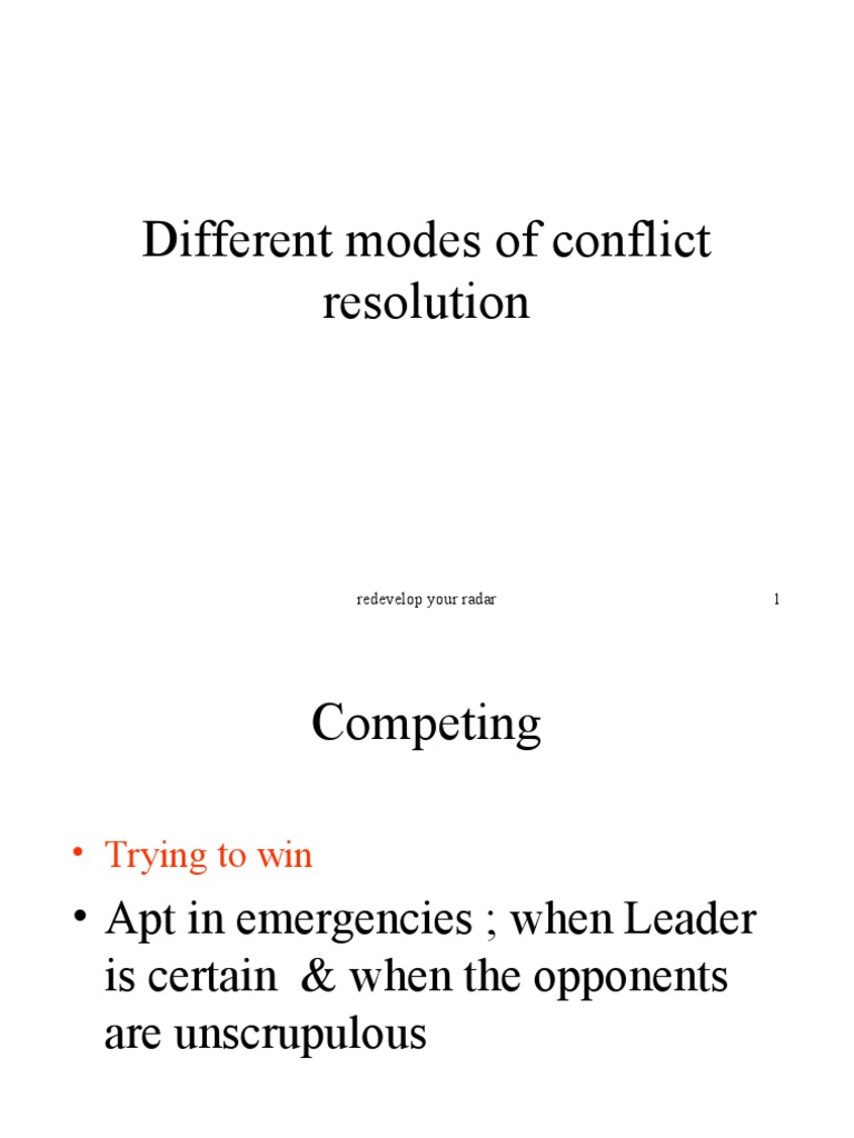 Different Modes of Conflict Resolution | PDF