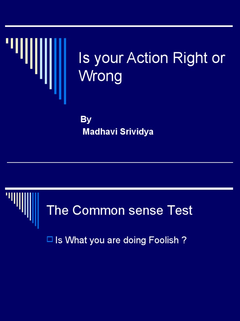 Is Your Action Right or Wrong | PDF