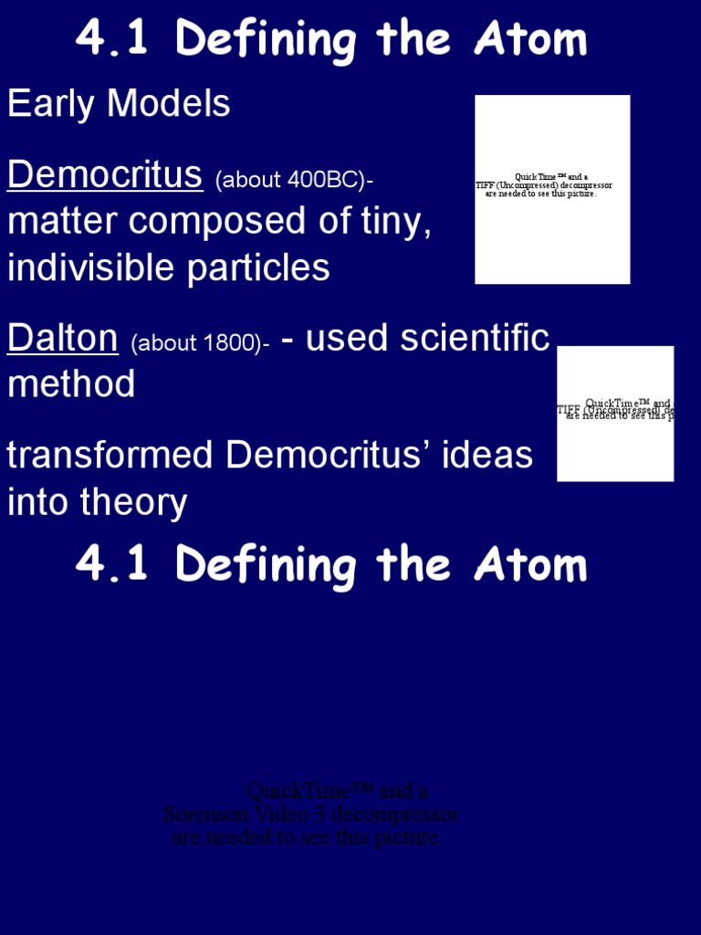 Early Models Democritus Matter Composed of Tiny, Indivisible Particles ...