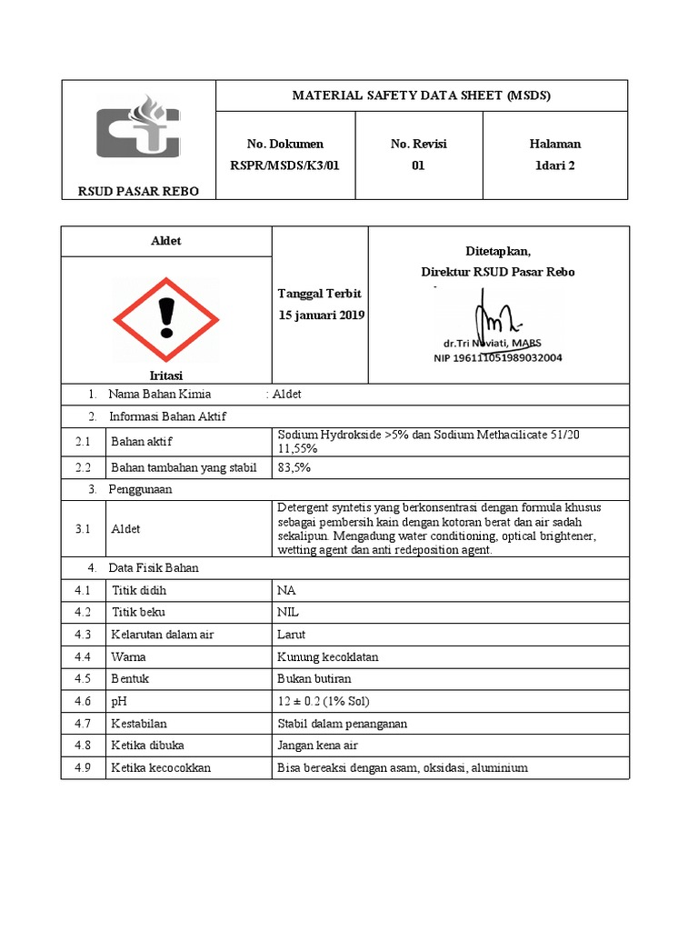 MSDS Aldet | PDF