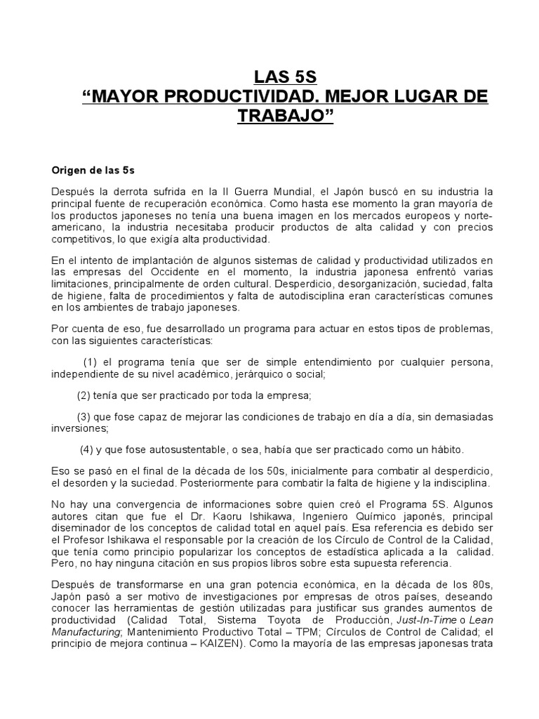 Definición y Estrategia de las 5S | PDF | Business | Naturaleza