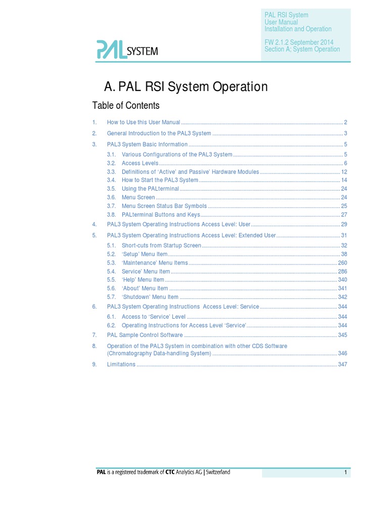 PAL3 RSI User Manual FW2.1.2 | PDF | Menu (Computing) | Booting