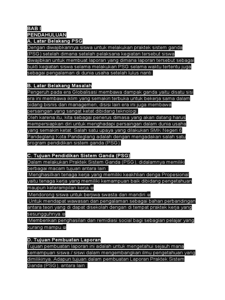Bab I Pendahuluan A. Latar Belakang PSG | PDF