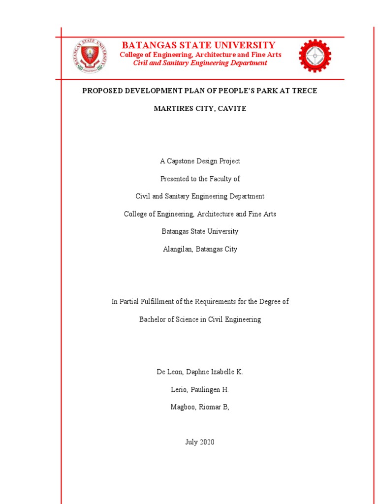 Batangas State University: Proposed Development Plan of People'S Park ...