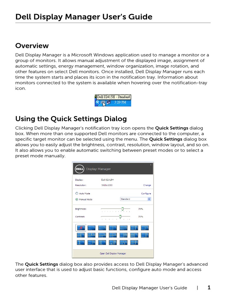 Dell Display Manager User Guide | PDF | Icon (Computing) | Computer Monitor