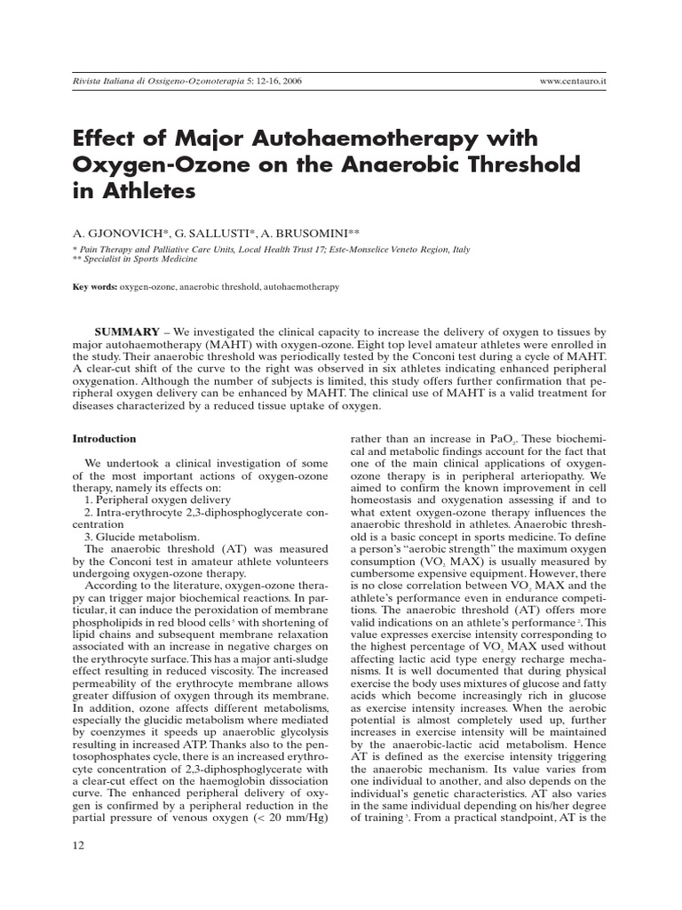 Effect of Major Autohaemotherapy With Ozone On The Anaerobic in ...
