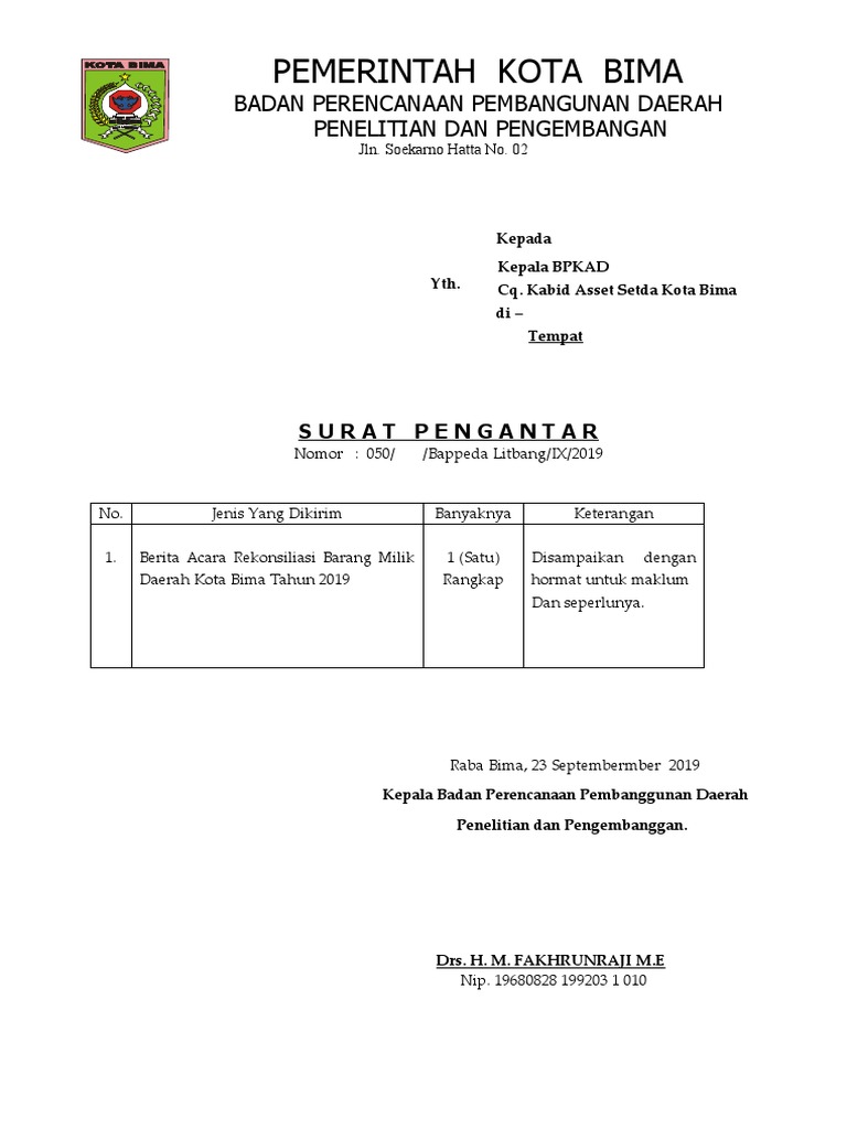 Surat Pengantar SETDA | PDF