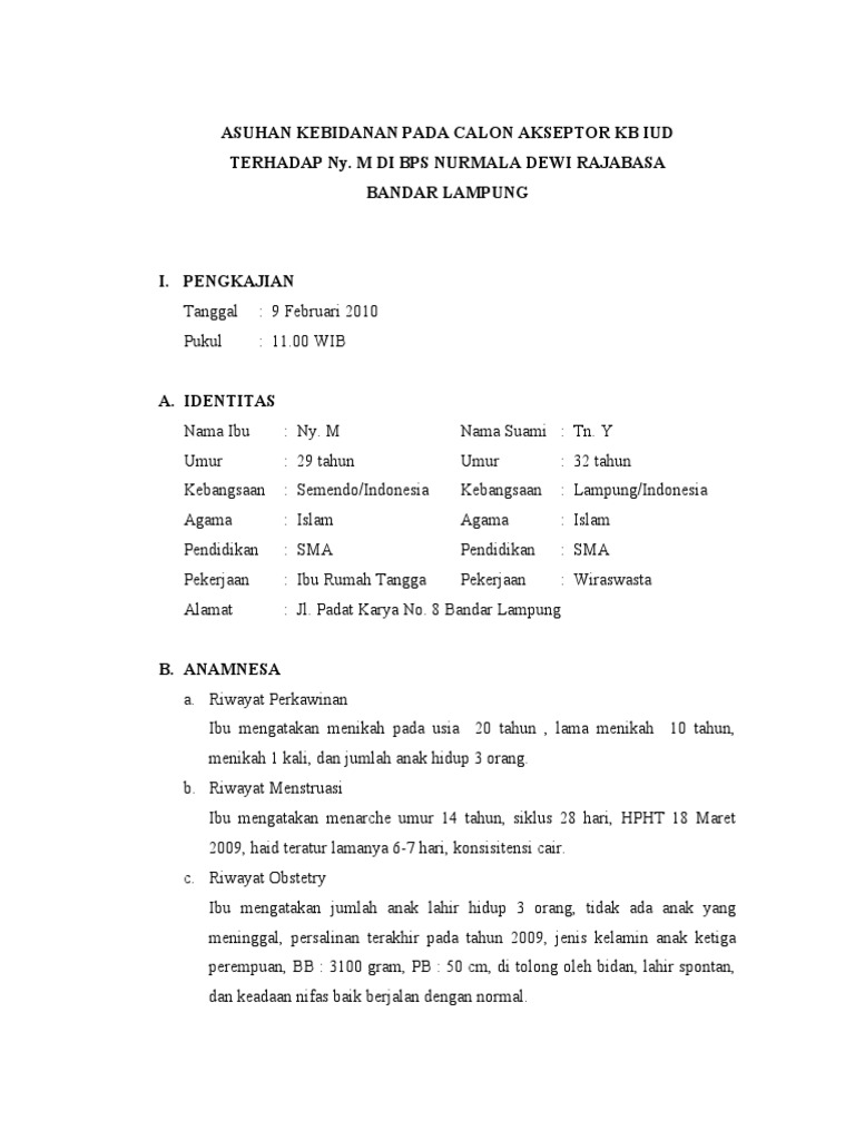 Asuhan Kebidanan Calon Akseptor IUD | PDF