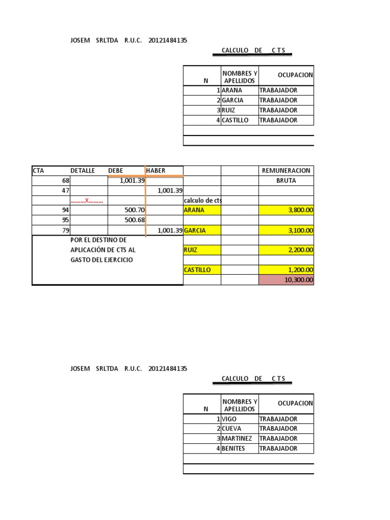 Calculo de Cts y El Asiento Contable | PDF