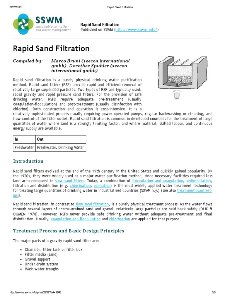 Rapid Sand Filtration: A Physical Drinking Water Purification Method ...