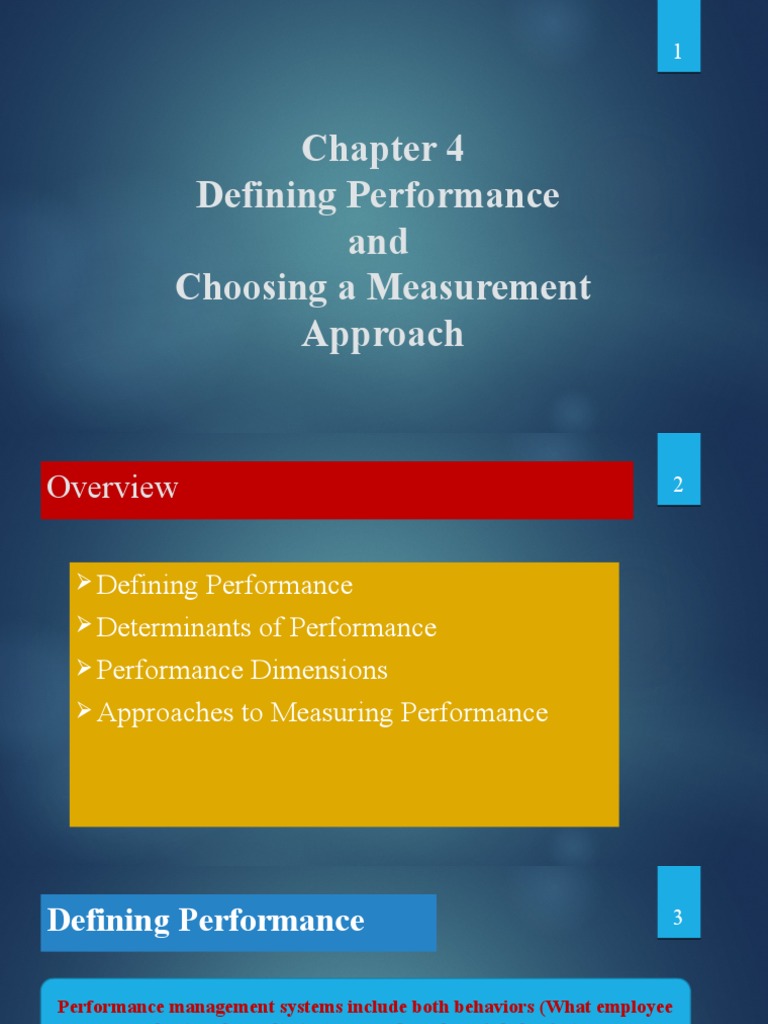 Chapter 4 Defining Performance and Choosing A Measurement Approach ...