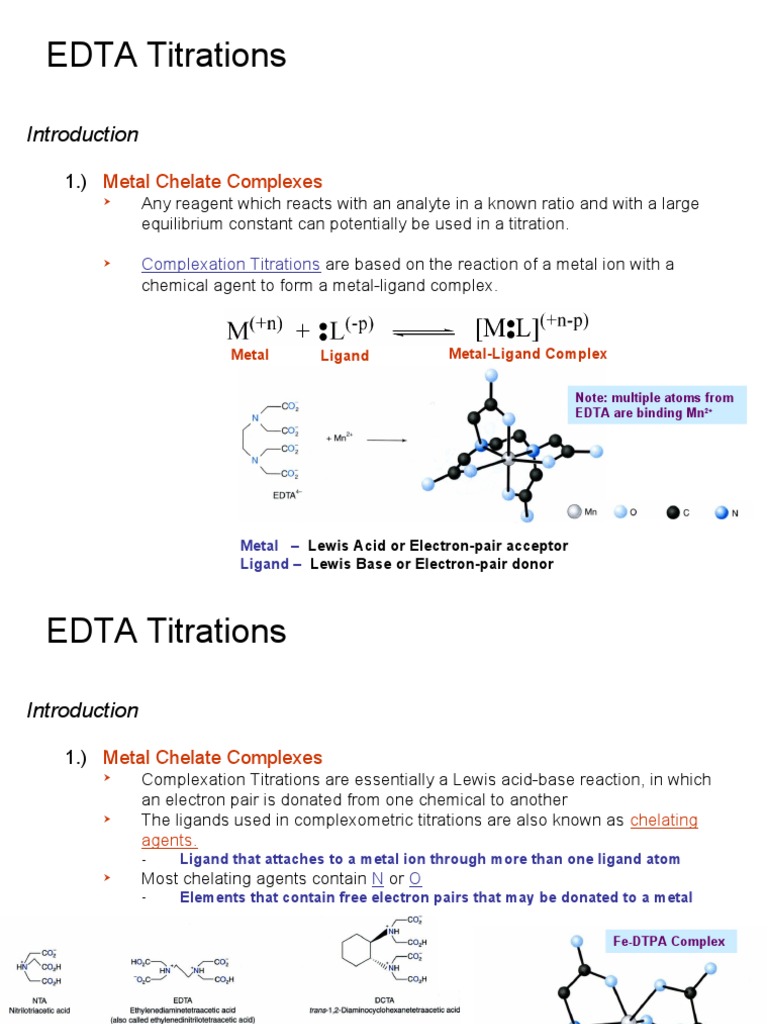 EDTA Titrations: Metal Chelate Complexes | PDF | Chelation | Titration