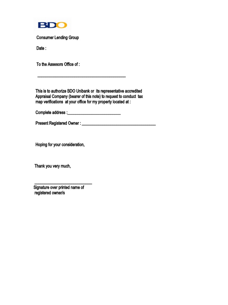 Request for Property Tax Map Verification to Assess Value of Collateral ...