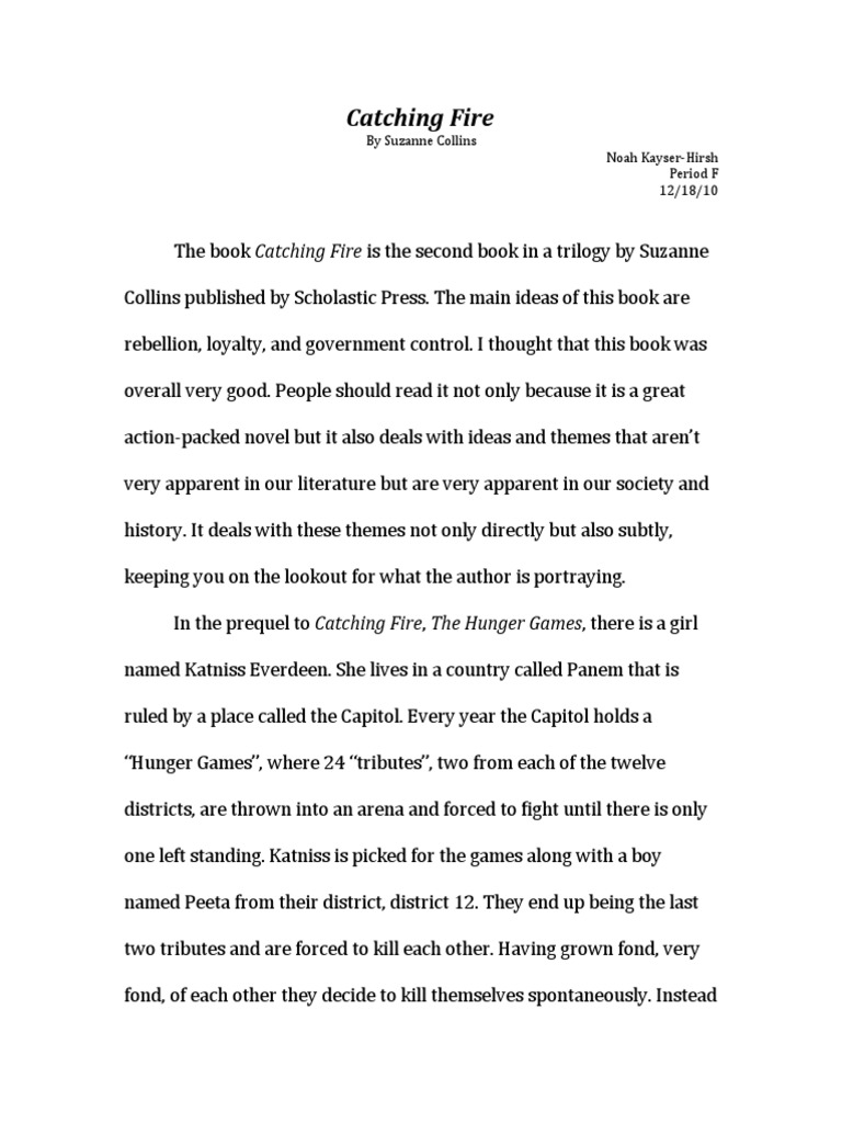 Catching Fire Book Report