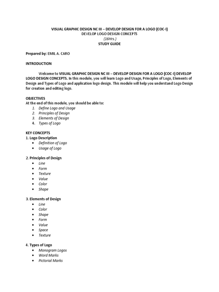 Study Guide - Visual Graphic Design | PDF | Logos | Educational Technology