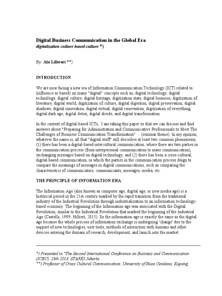 Digital Business Communication in The Global Era ) : Digitalization ...