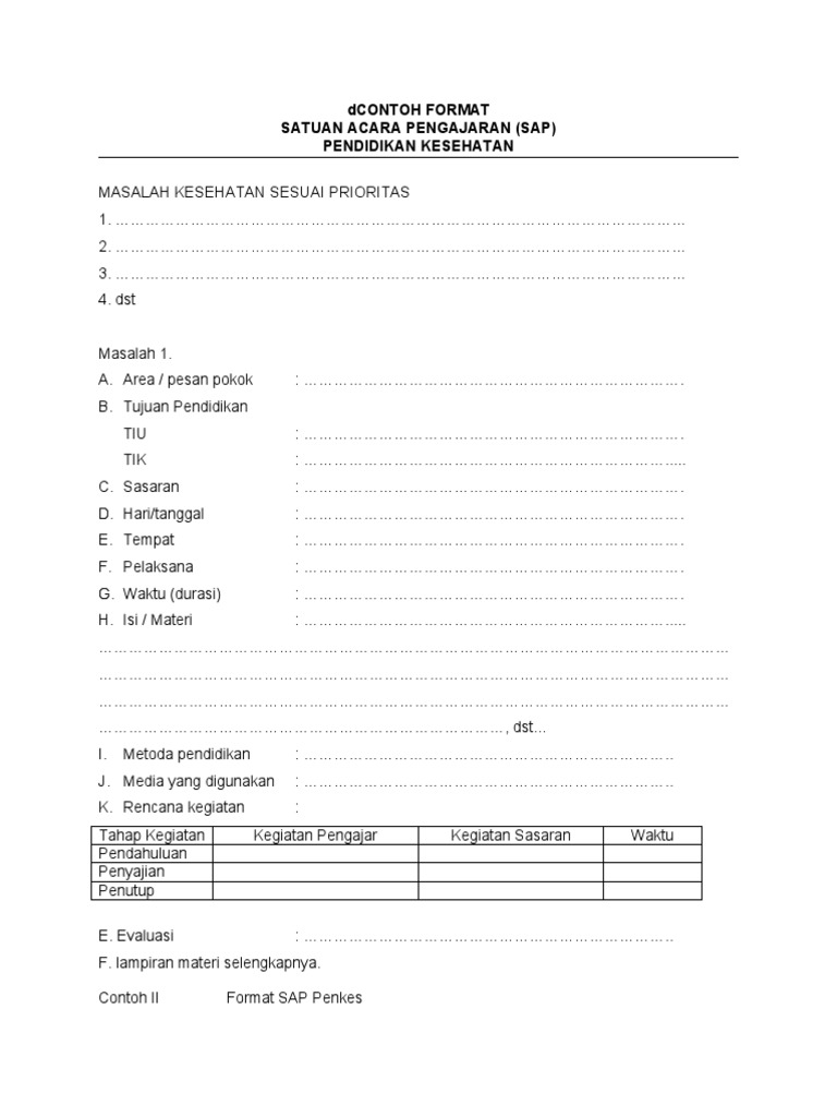 Format SAP Pendidikan Kesehatan | PDF