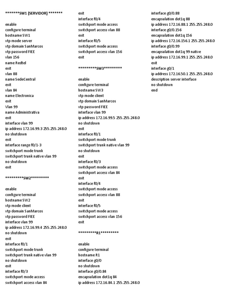 SW1 (Servidor) | PDF | Networking Standards | Computer Standards
