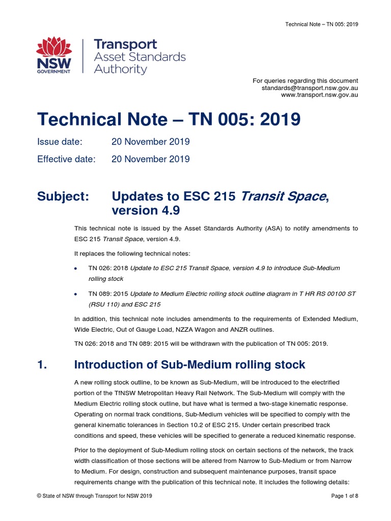 Esc-215 - NSW TRACK DESIGN SPECIFICATION | PDF | Track Gauge | Rail ...