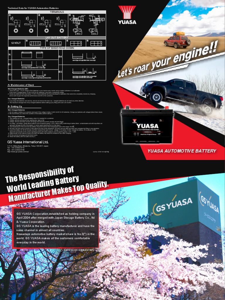 YUASA Automotive Battery Specifications | PDF | Manufactured Goods ...