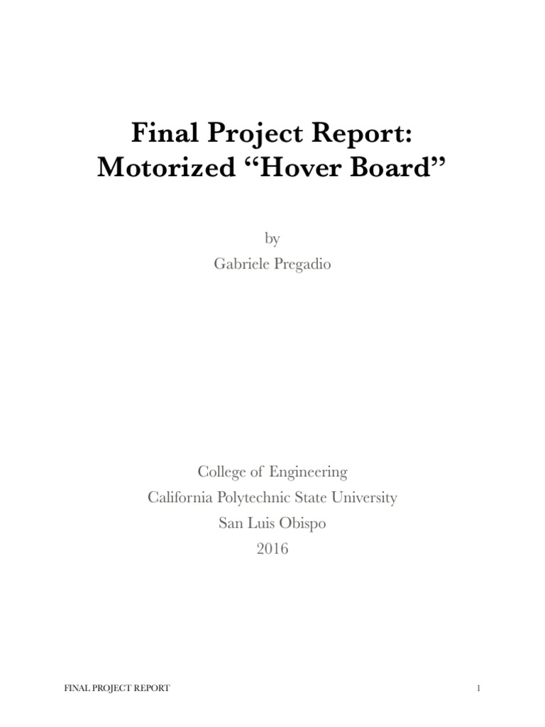 Final Project Report - Motorized Hover Board | PDF | Switch | Electric Motor