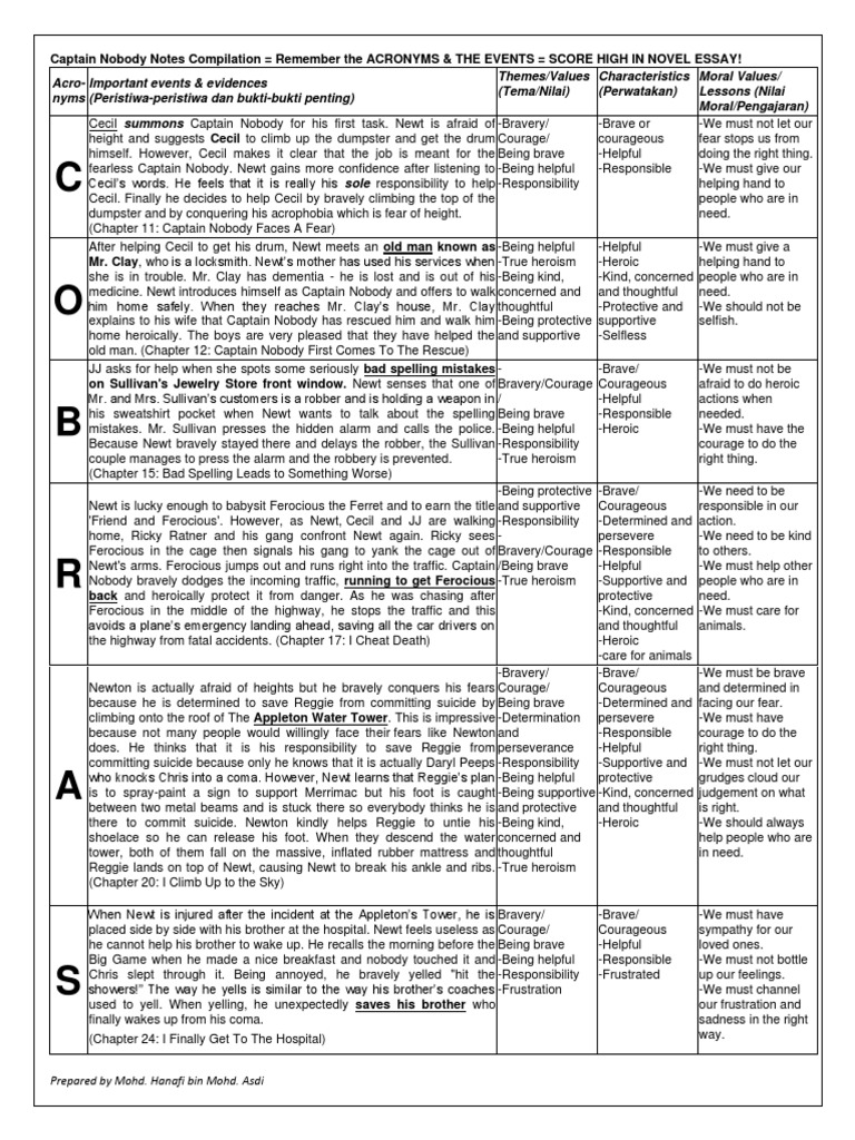 Captain Nobody Essay Guide | PDF | Courage