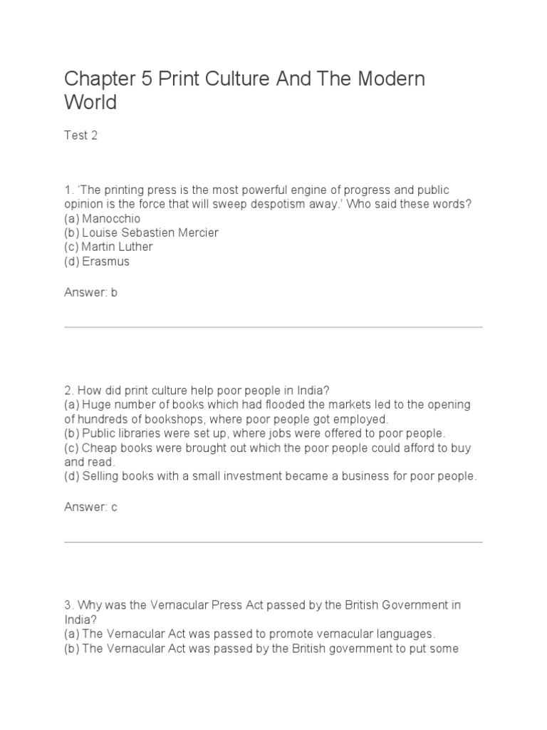 Chapter 5 Print Culture and The Modern World | PDF | Johannes Gutenberg ...