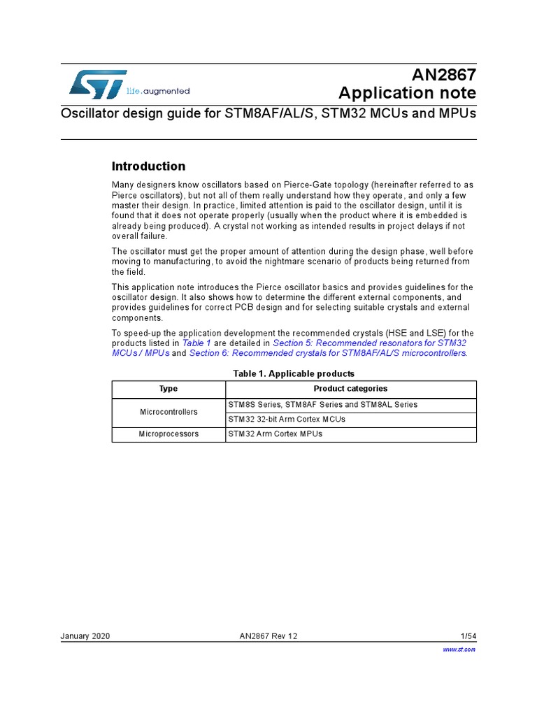 Oscillator Design Guide For STM8 and STM32 MCUs PDF | PDF | Capacitor ...