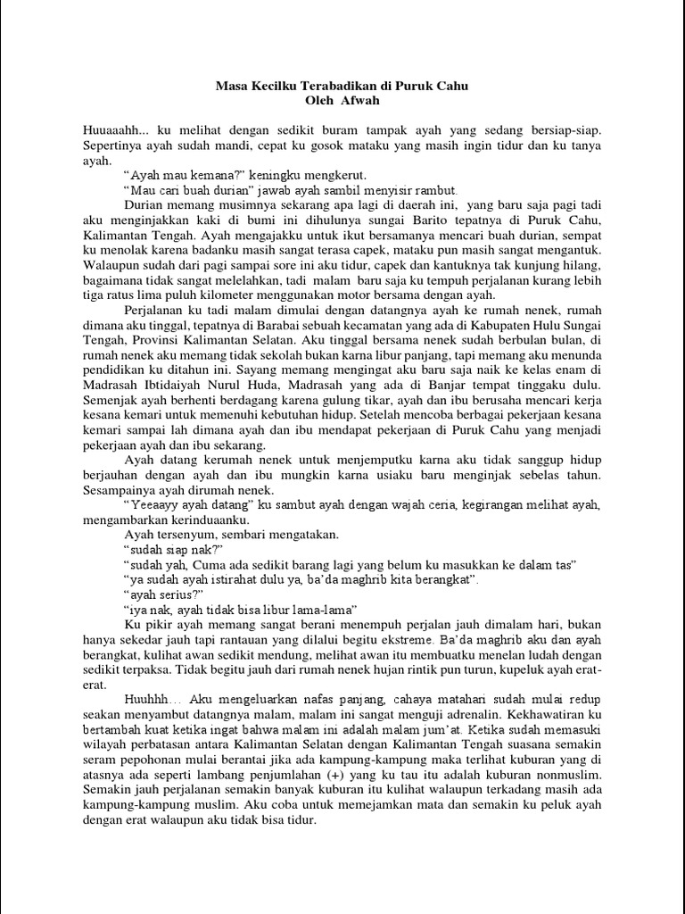 Kenangan Masa Kecil di Puruk Cahu | PDF