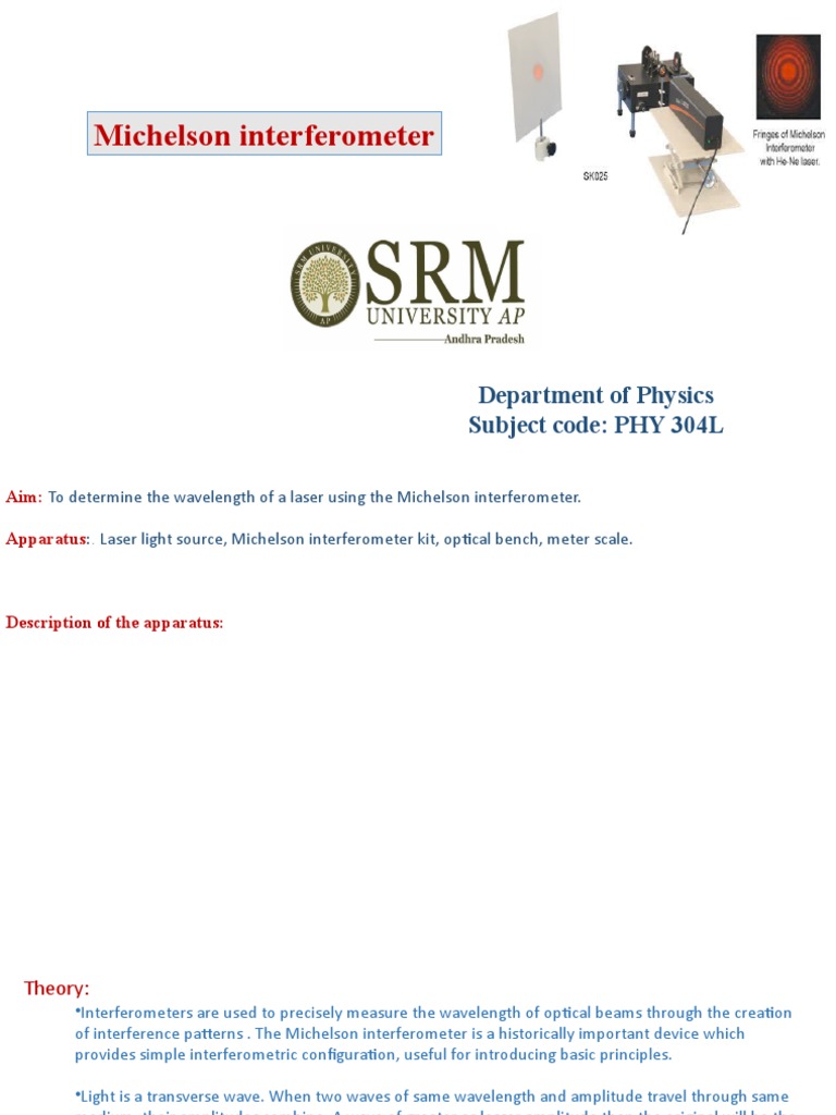 Michelson Interferometer | PDF | Interferometry | Optics