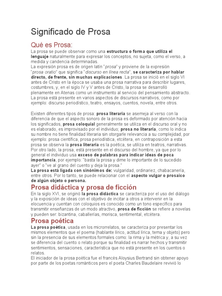 Significado de Prosa | PDF | Prosa | Poesía