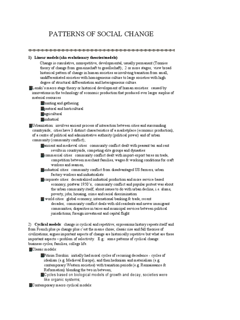 Patterns of Social Change: 1) Linear Models (Aka Evolutionary Theories ...
